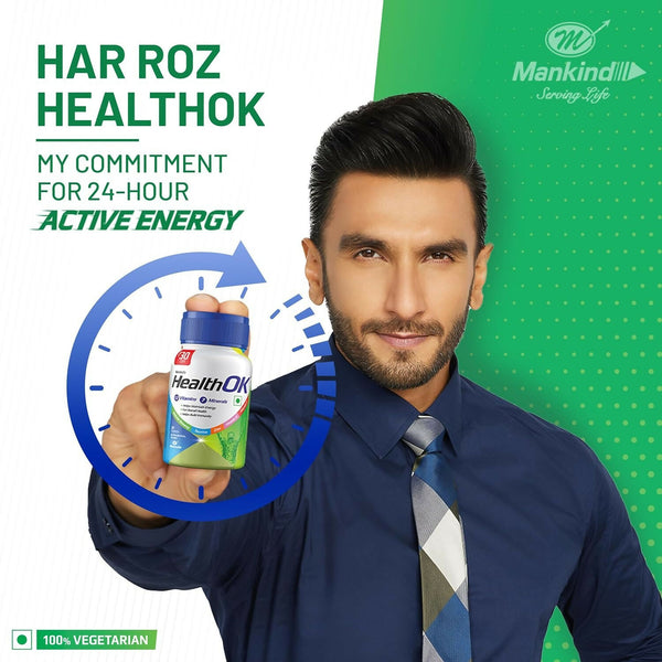 Buy Health OK Multivitamin Tablets For Daily Energy, Vitamin D, C ...
