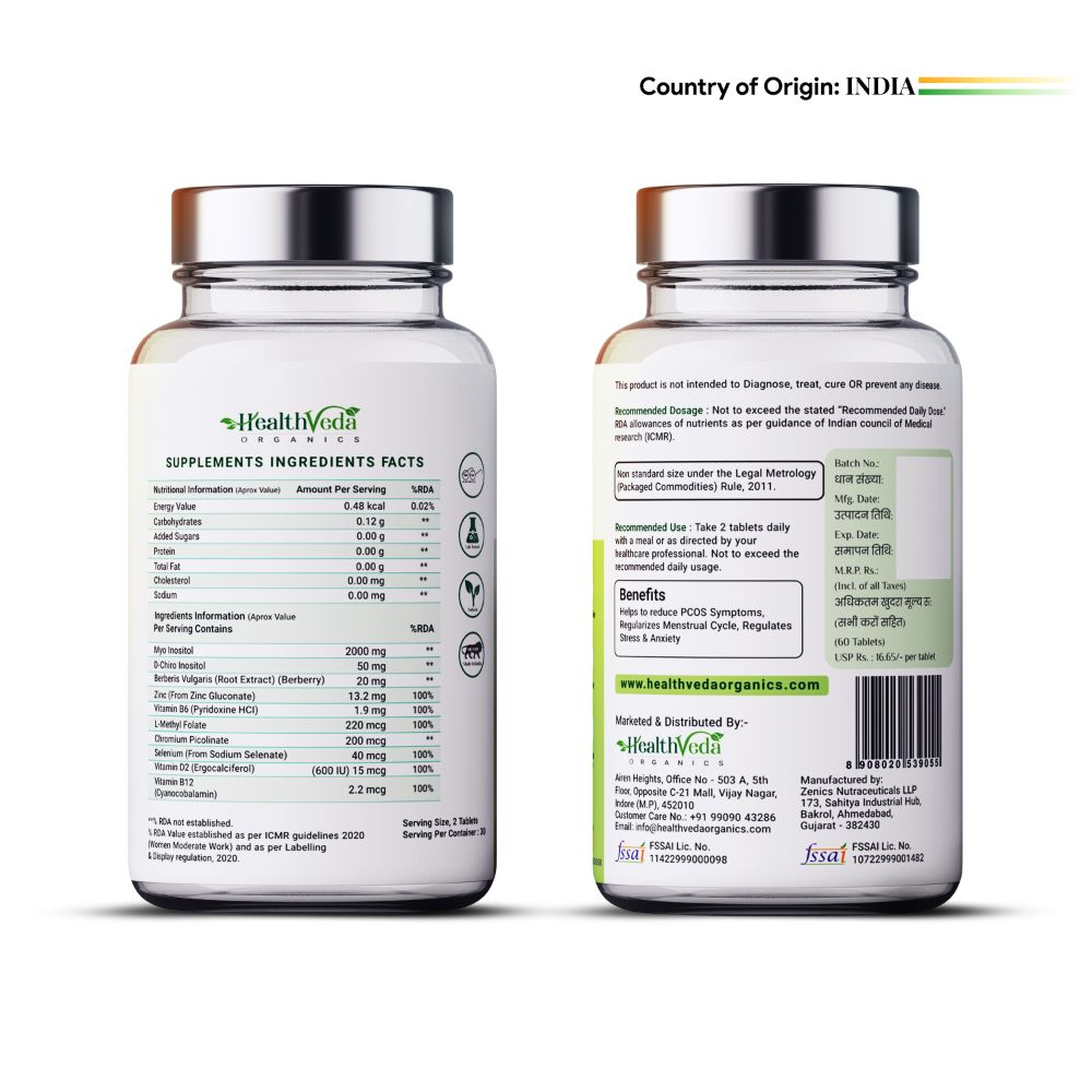 Buy Health Veda Organics Plant Based PCOS Multivitamin Supplement ...