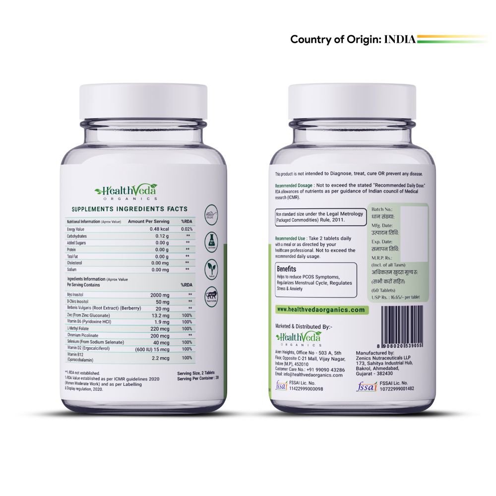 Buy Health Veda Organics Plant Based PCOS Multivitamin Supplement ...