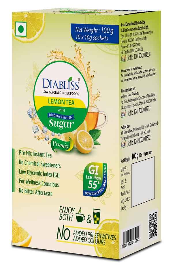Buy Diabliss Herbal Lemon Tea Sachets With Diabetic Friendly Sugar ...