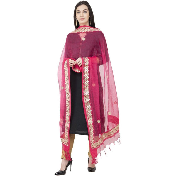 Buy A R Silk Orgenza Gota Patti Fancy Dupatta Gajari Color Dupatta or ...