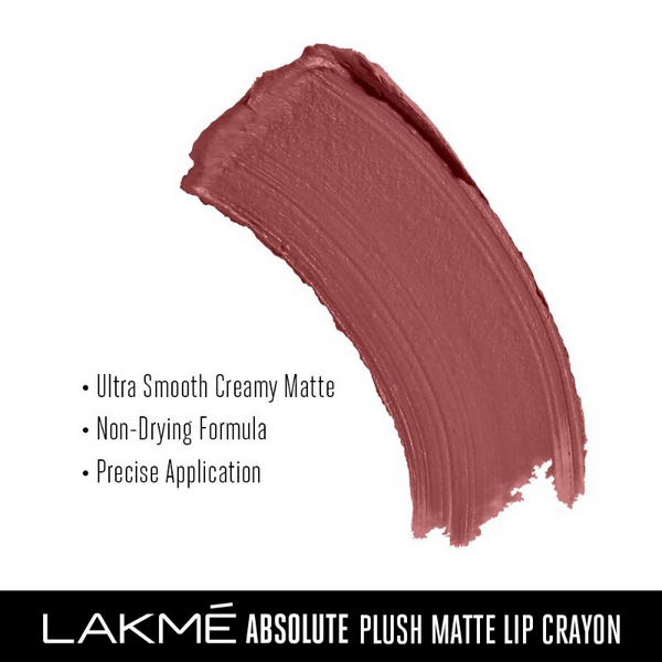 Buy Lakme Absolute Plush Matte Lip Crayon - 302 Roasted Almond Online ...