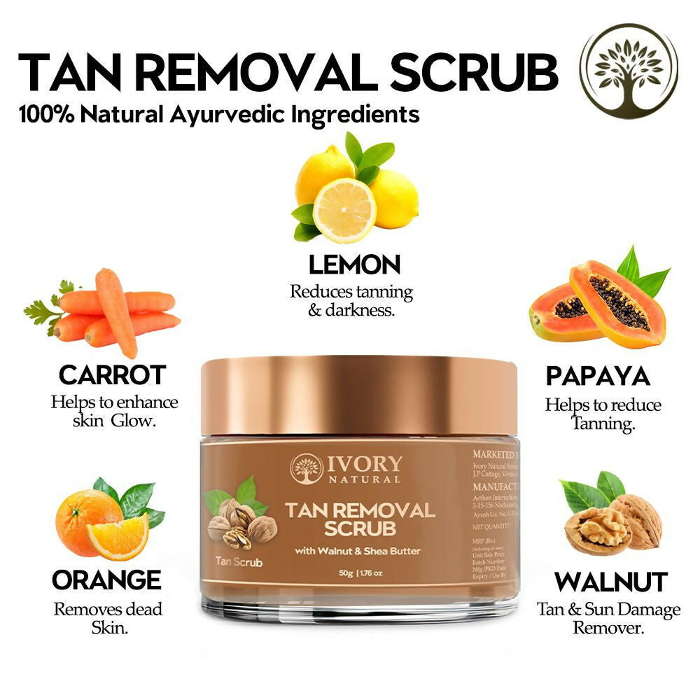 Buy Ivory Natural Tan Scrub , Reduce Tan, Restores Radiant Skin Glow ...