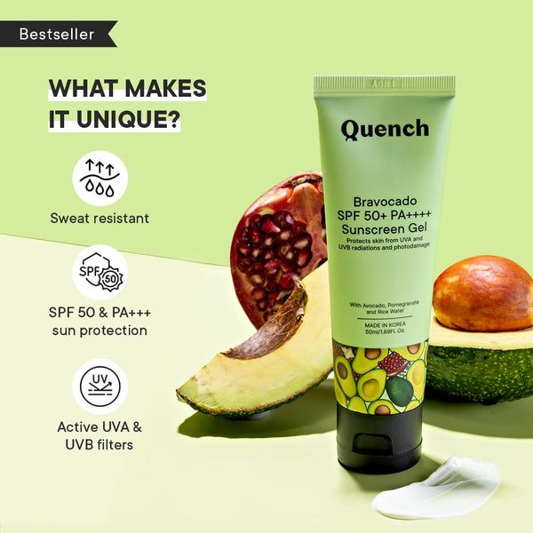 Buy Quench Botanics Bravocado SPF 50+ PA++++ Sunscreen Gel Online at ...