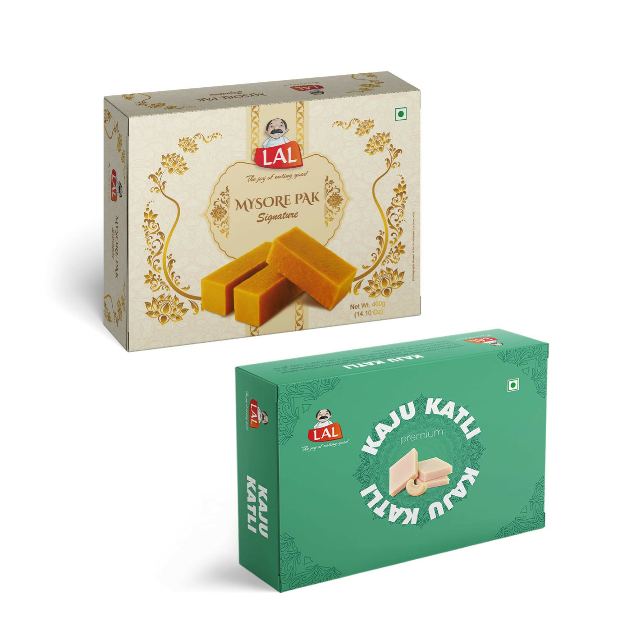 Buy Lal Sweets Combo Pack - Mysore Pak Signature 400Gm And Kaju Katli ...