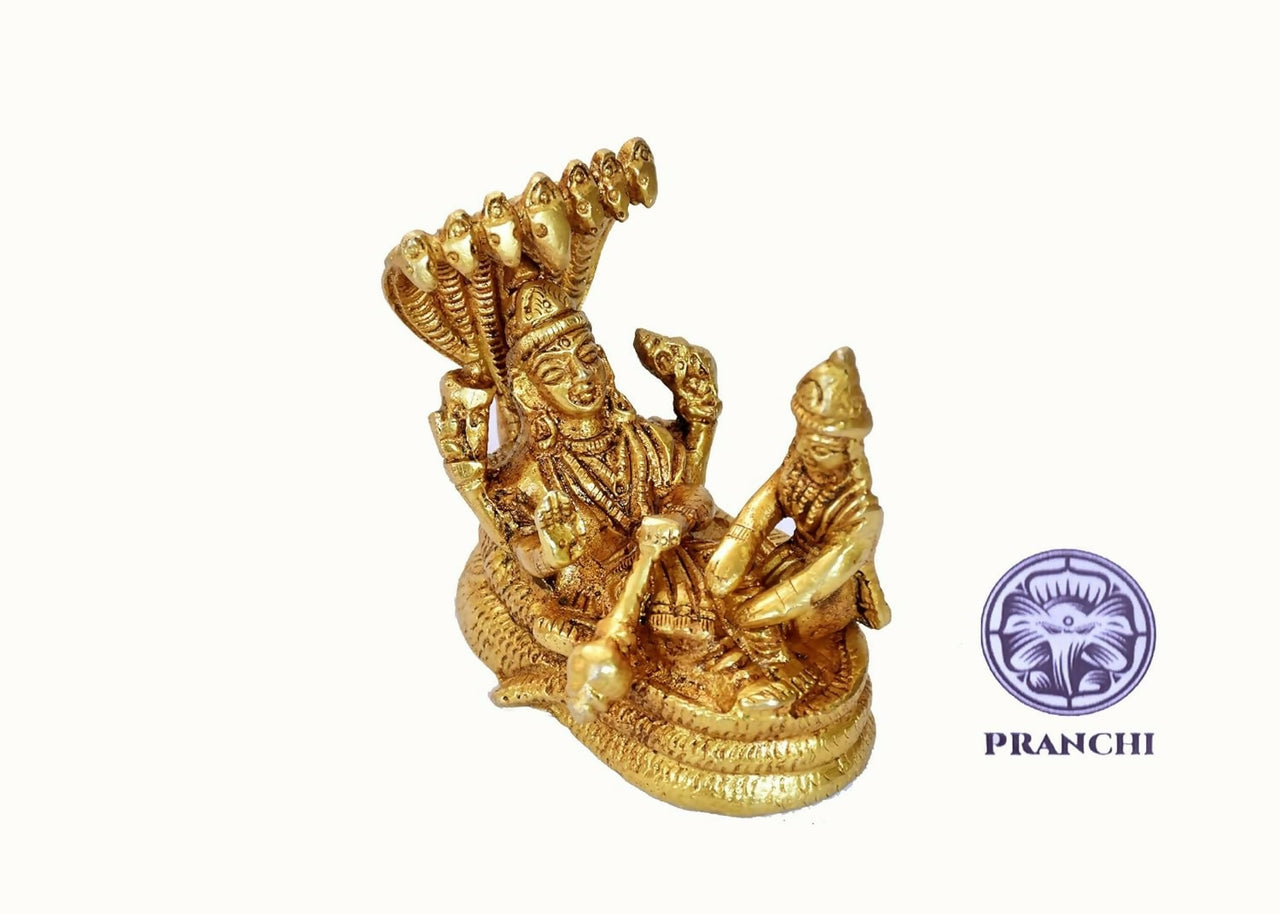 Buy Pranchi Brass Idol Of Lord Vishnu Laxmi On Sheshnag Online at Best ...