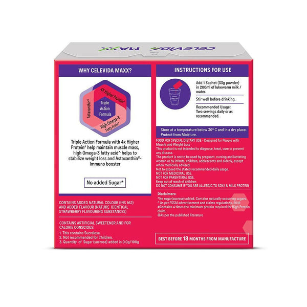 Buy Celevida Maxx Nutrition Powder Sachets - Strawberry Flavor Online ...