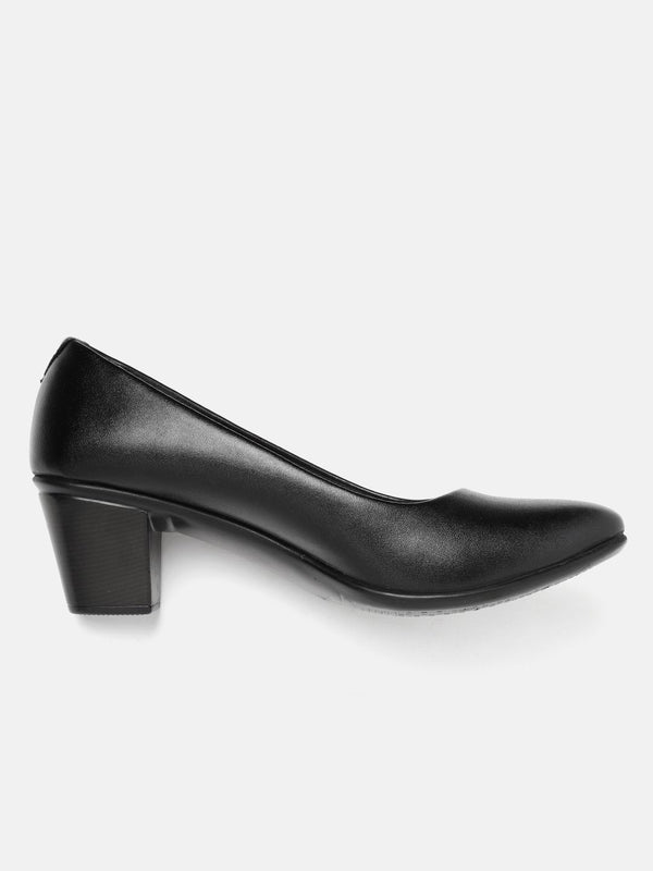 Buy ELLE Black Solid Block Pumps Online At Low Price