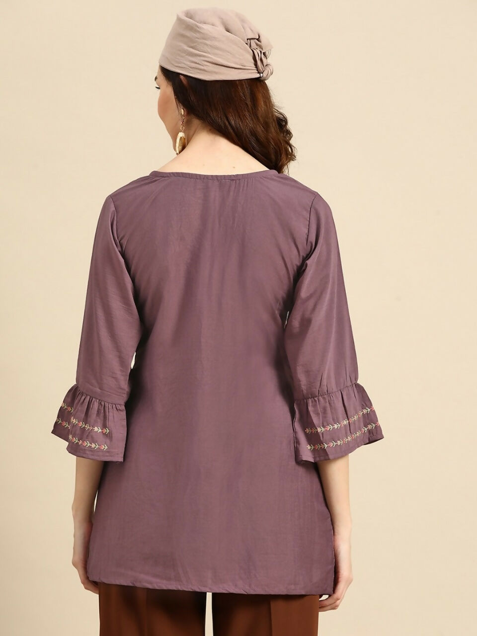 Buy Women's Purple Viscose blend Embroidered Short Top - Marina Online ...