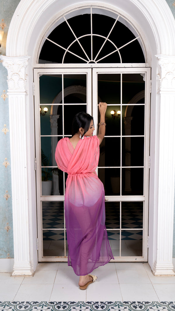 Buy Noroke Flat Sheer Sheer Wrap Beachwear Cover Up Dress - Ombre ...