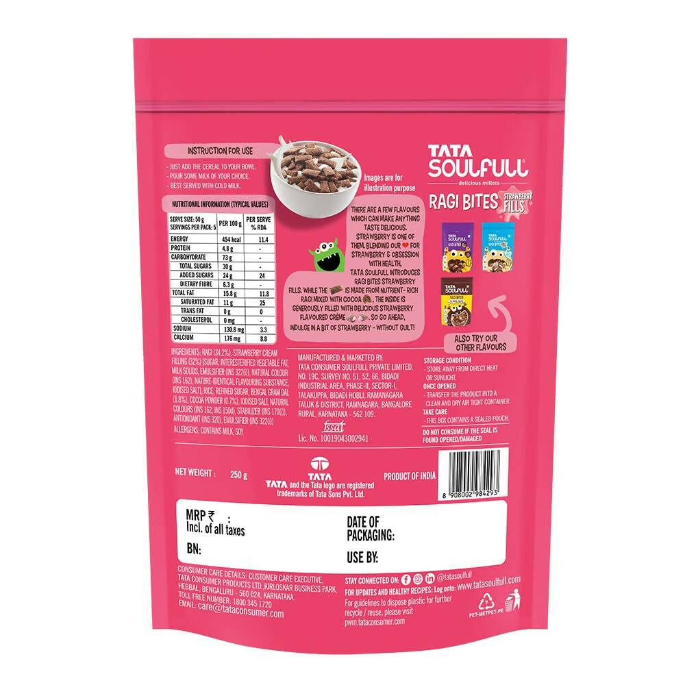 Buy Tata Soulfull Ragi Bites Strawberry Fills Breakfast Cereal Online