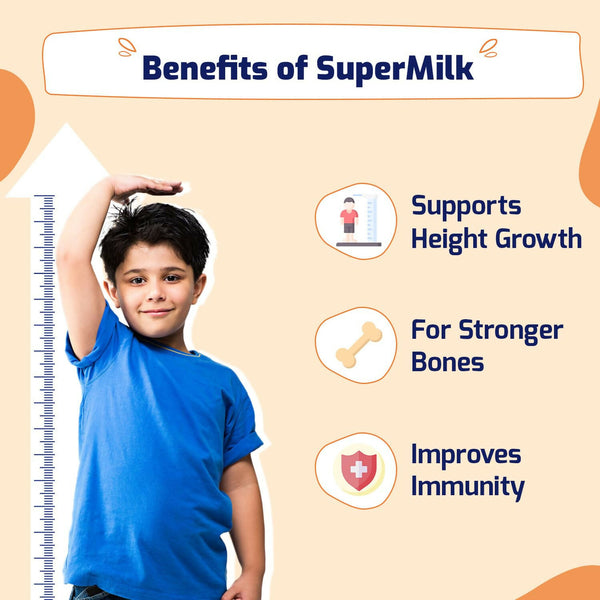 Buy Gritzo SuperMilk Height+ (7-12y Boys), 10g Protein Powder - Double ...