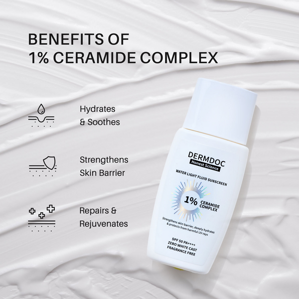 Buy Dermdoc 1% Ceramide Complex Water Light Fluid Sunscreen SPF 50 PA ...