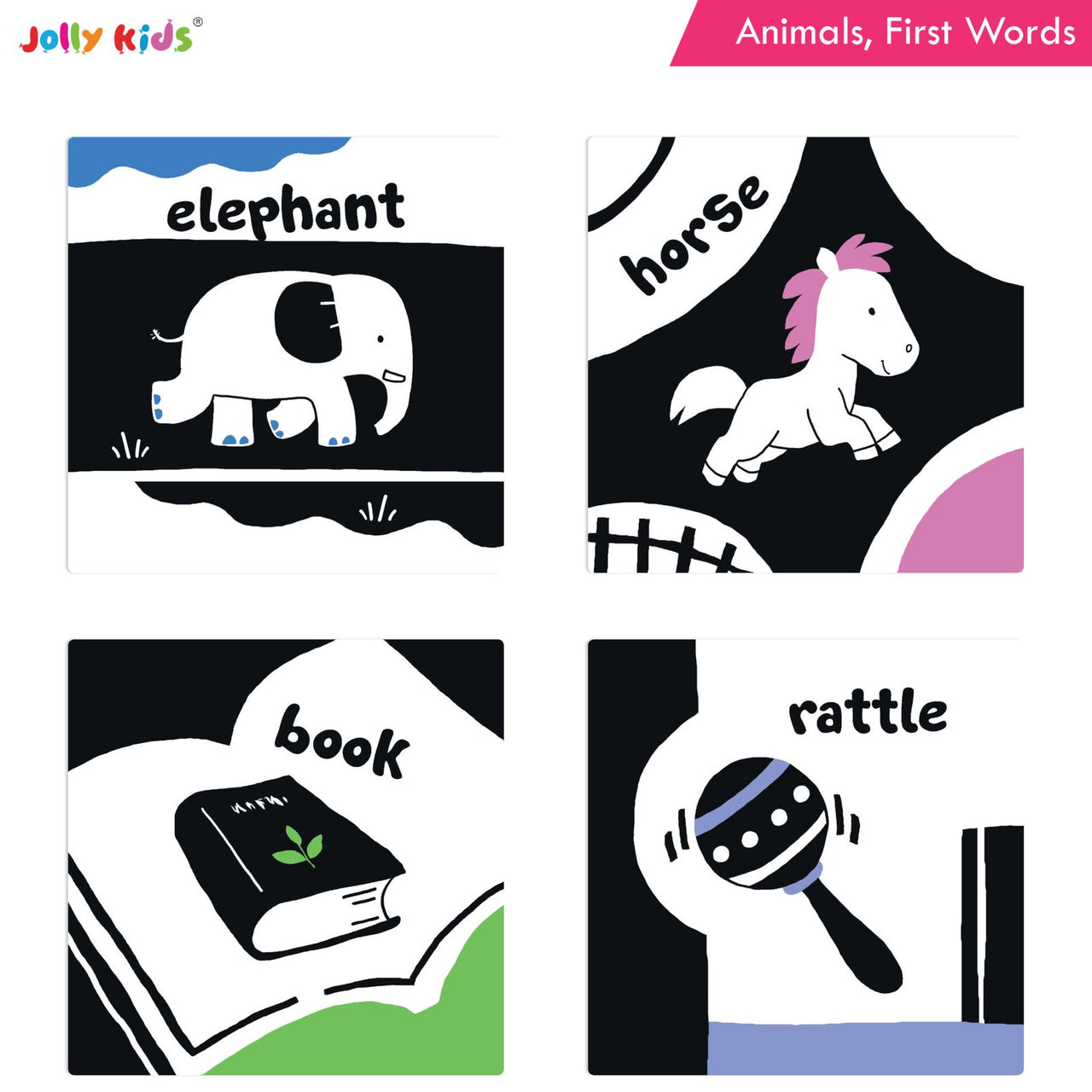 Buy Jolly Kids Baby's First High Contrast Board Books (Set of 4)| Black ...