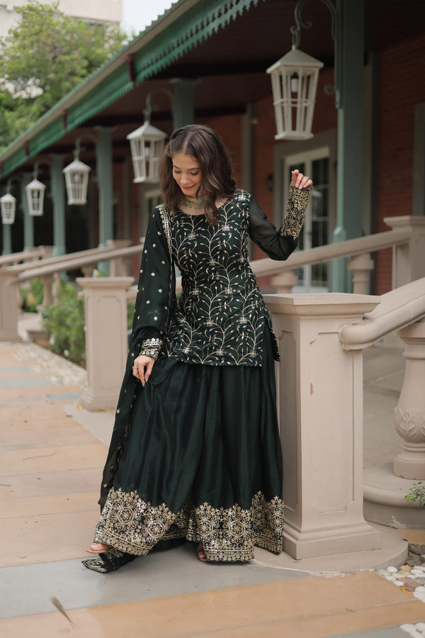 Buy Teeya Creation Green Color rangoli Silk Heavy Sequence And ...