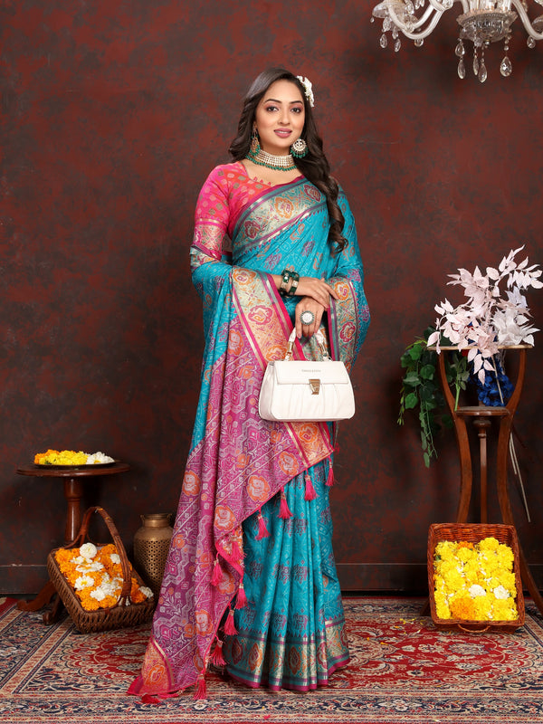 Buy Vedant Vastram Rama Color Kanjeevaram Patola Silk Saree - Rama ...