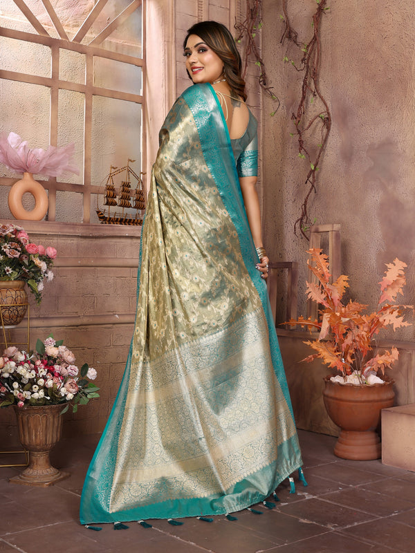 Buy Vedant Vastram Tissue Silk Kanjeevaram Silk Saree - Rama Online at ...