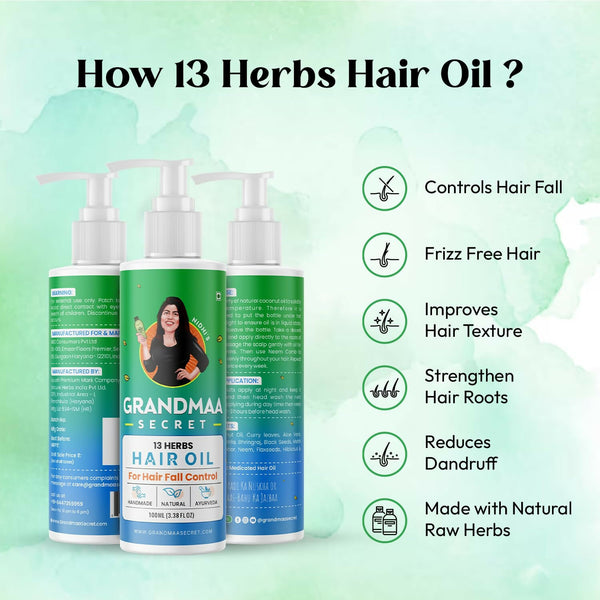 Buy Nidhi's Grandmaa Secret 13 Herbs Hair Oil Handmade Natural Hair Oi ...