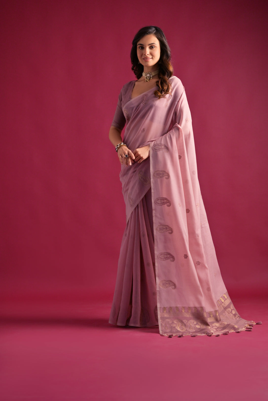 Buy NOZ2TOZ Women Gajri Mul Cotton Keri Weaving Pallu With Butti Weaves ...