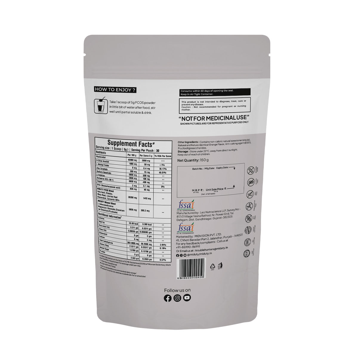 Buy Miduty by Palak Notes PCOS Periods Fertility Powder Online at Best ...