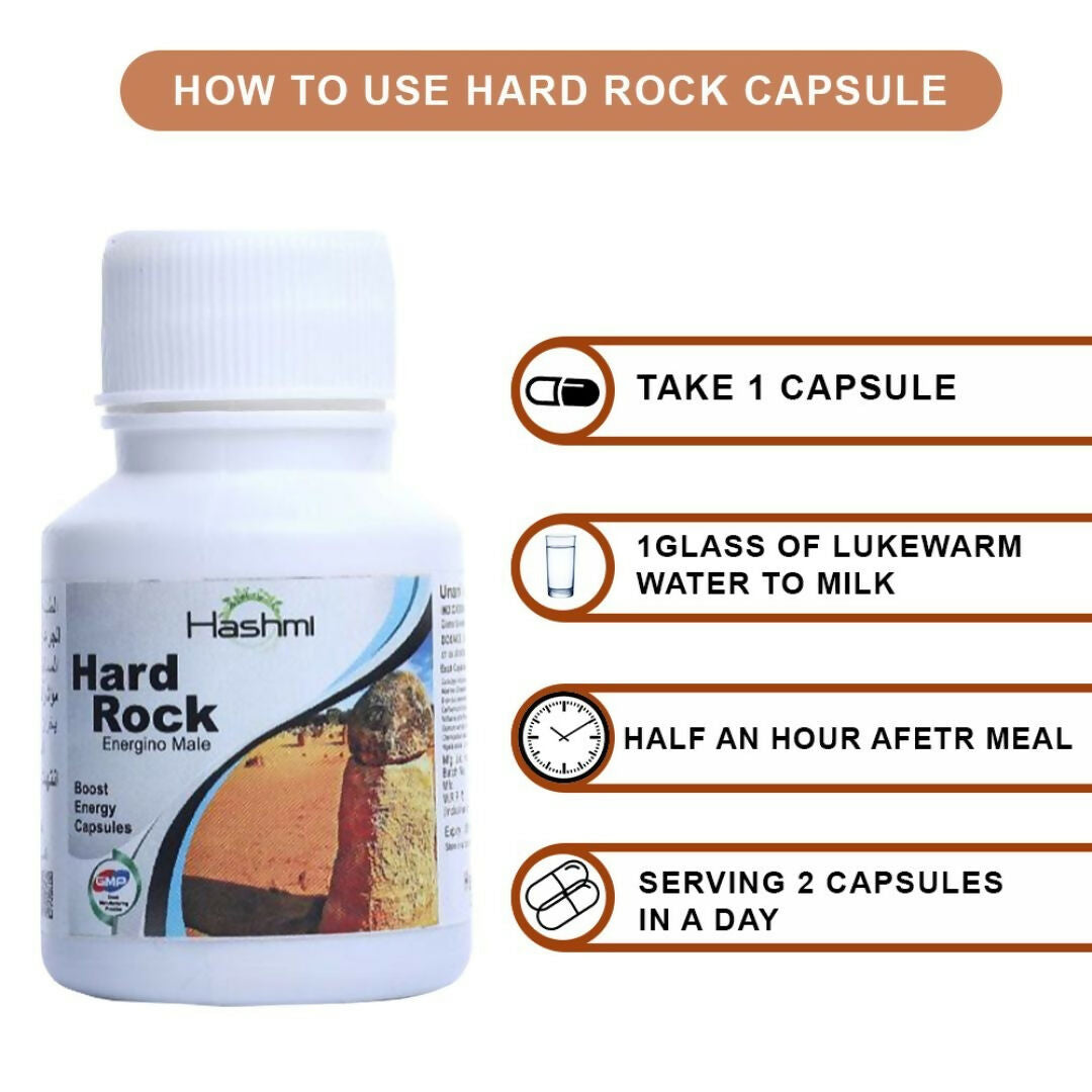 Hashmi Pharmacy Hard Rock Capsules are formulated with natural ingredi