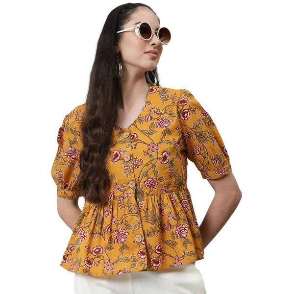 Buy Anubhutee womens Mustard Color Top with Trouser Set Online Price