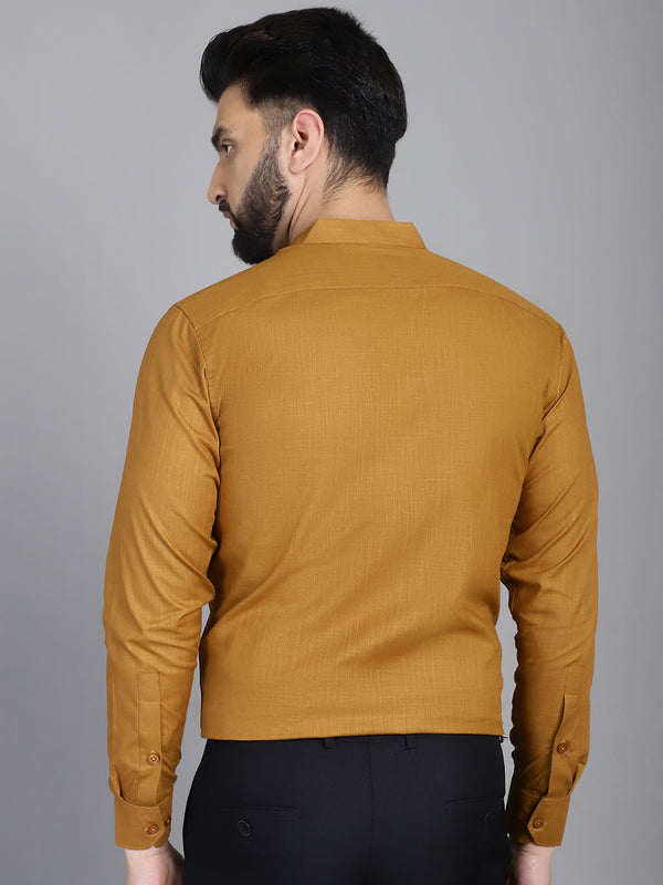 Buy Indian Needle Men's Cotton Solid Formal Shirt - Mustard Online at ...