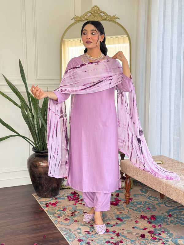 Buy Teeya Creation Baby Pink Colour Viscose Slub Embroidery Work Fully ...