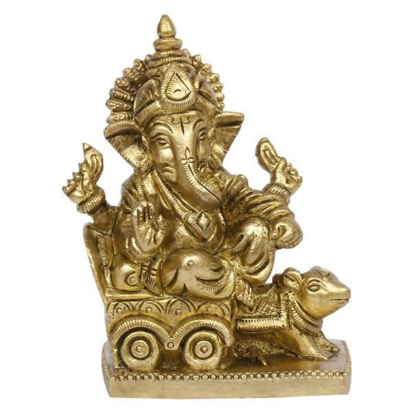 Buy Artvarko Brass Ganesha Riding On Chariot Pulled By Rat Ganesh ...