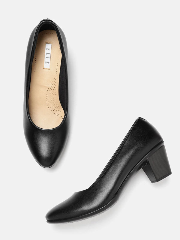 Buy ELLE Black Solid Block Pumps Online At Low Price