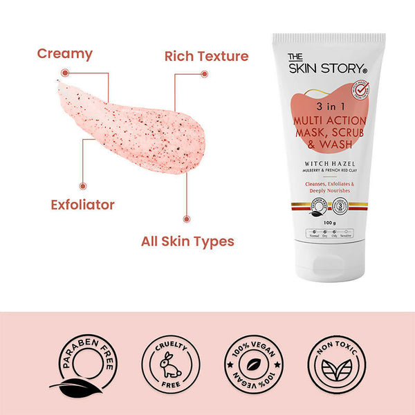 Buy The Skin Story 3 in 1 Multi Action Face Mask, Scrub & Wash
