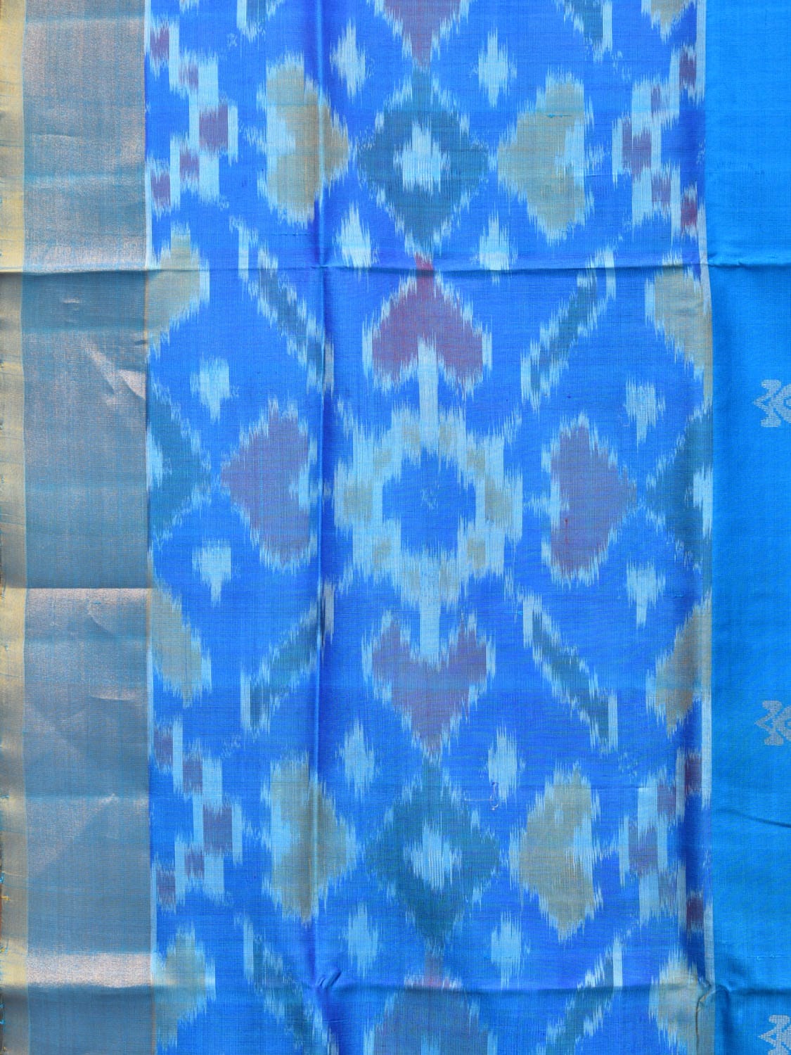 Buy Blue and Yellow Uppada Silk Handloom Saree with Buta and Ikat ...