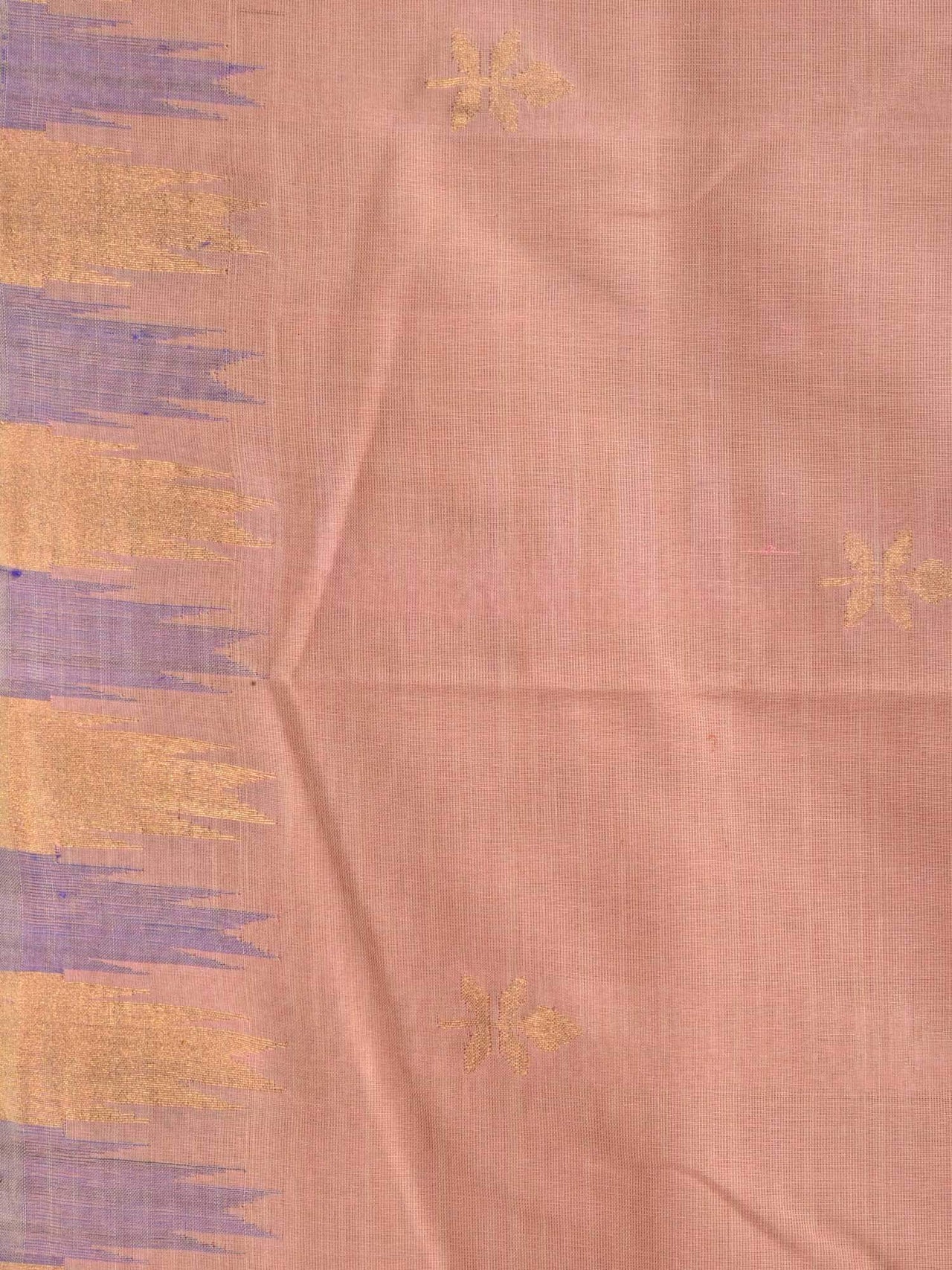 Buy Cream Khadi Cotton Handloom Saree with Jamdani Buta and Temple ...