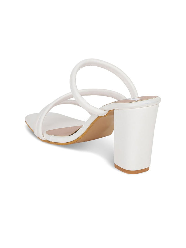 Buy ELLE White Solid Block Heel Sandals Online at Best Price | Distacart