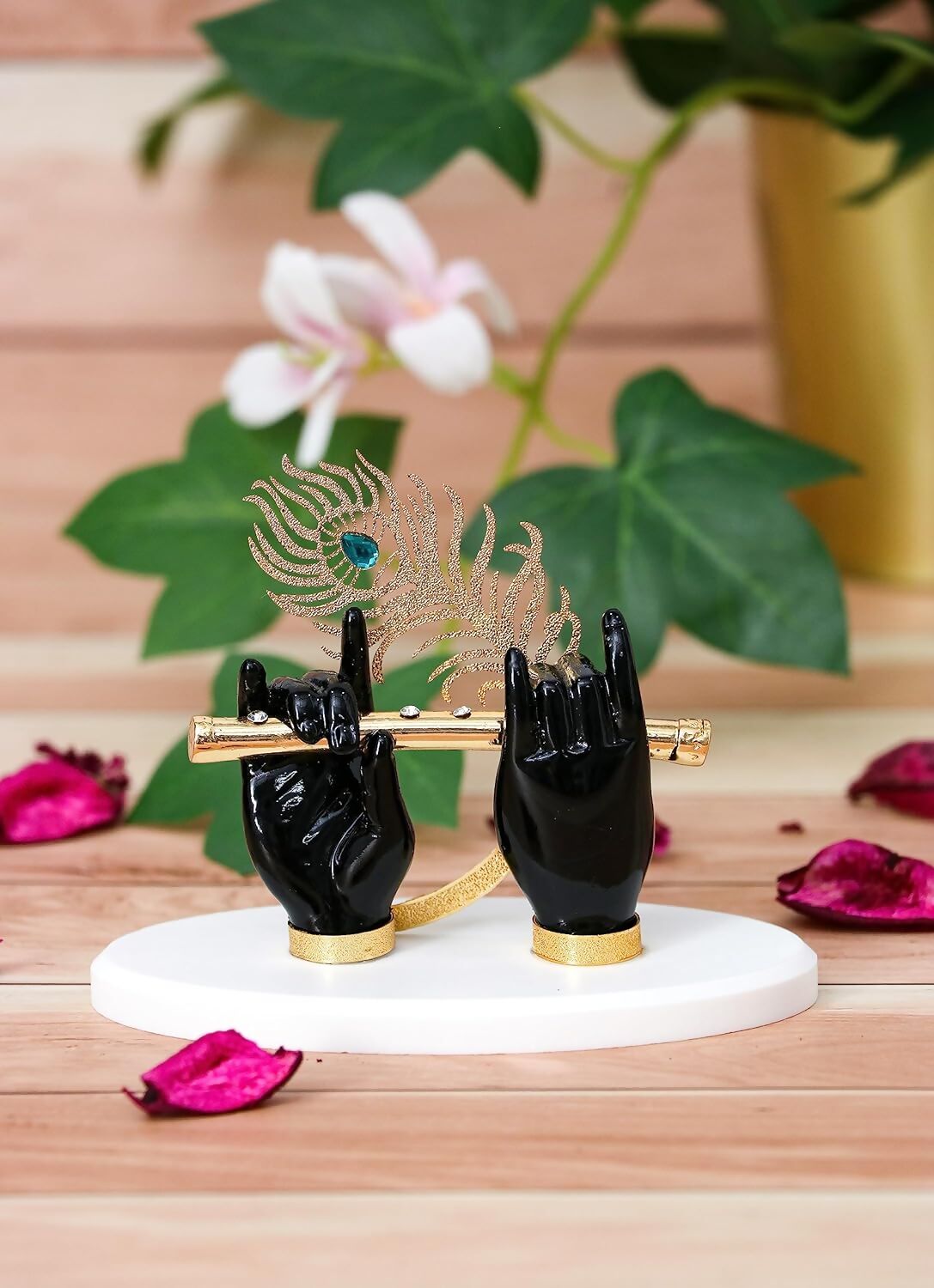 Buy House Of Wemy Gold Plated Lord Krishna Hands Idol with Flute and ...
