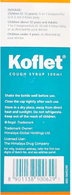 Himalaya Herbals Koflet Cough Syrup (100ml) Online - Shop The Natural ...