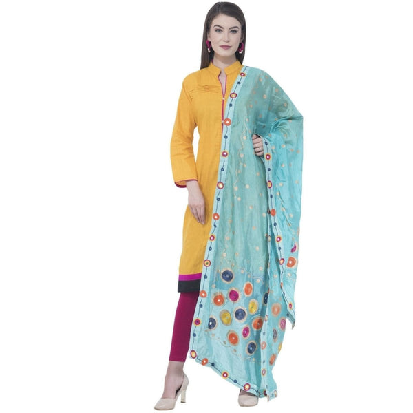 Buy A R SILK Light Firozi Color Silk Multi Rasgulla Dupattas and Chunnis