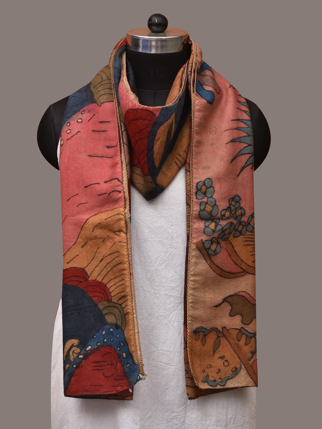 Buy Multicolor Kalamkari Hand Painted Woolen Handloom Stole with ...