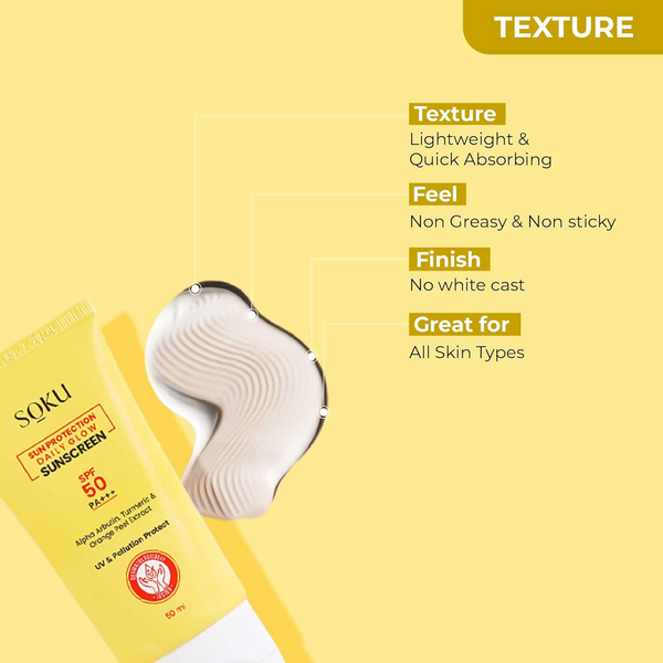 Buy SOKU Sun Protection Daily Glow Sunscreen SPF 50 Online – Distacart