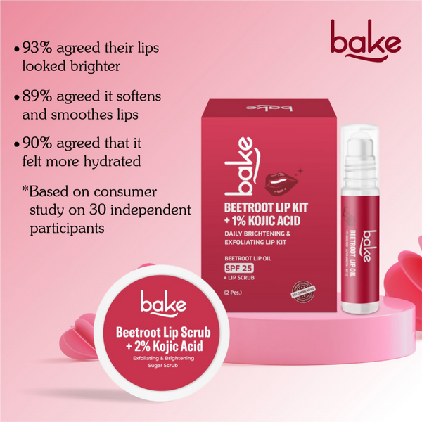 Buy Bake Kojic Acid Beetroot Lip Kit With Lip Balm SPF 25 & Lip Scrub ...