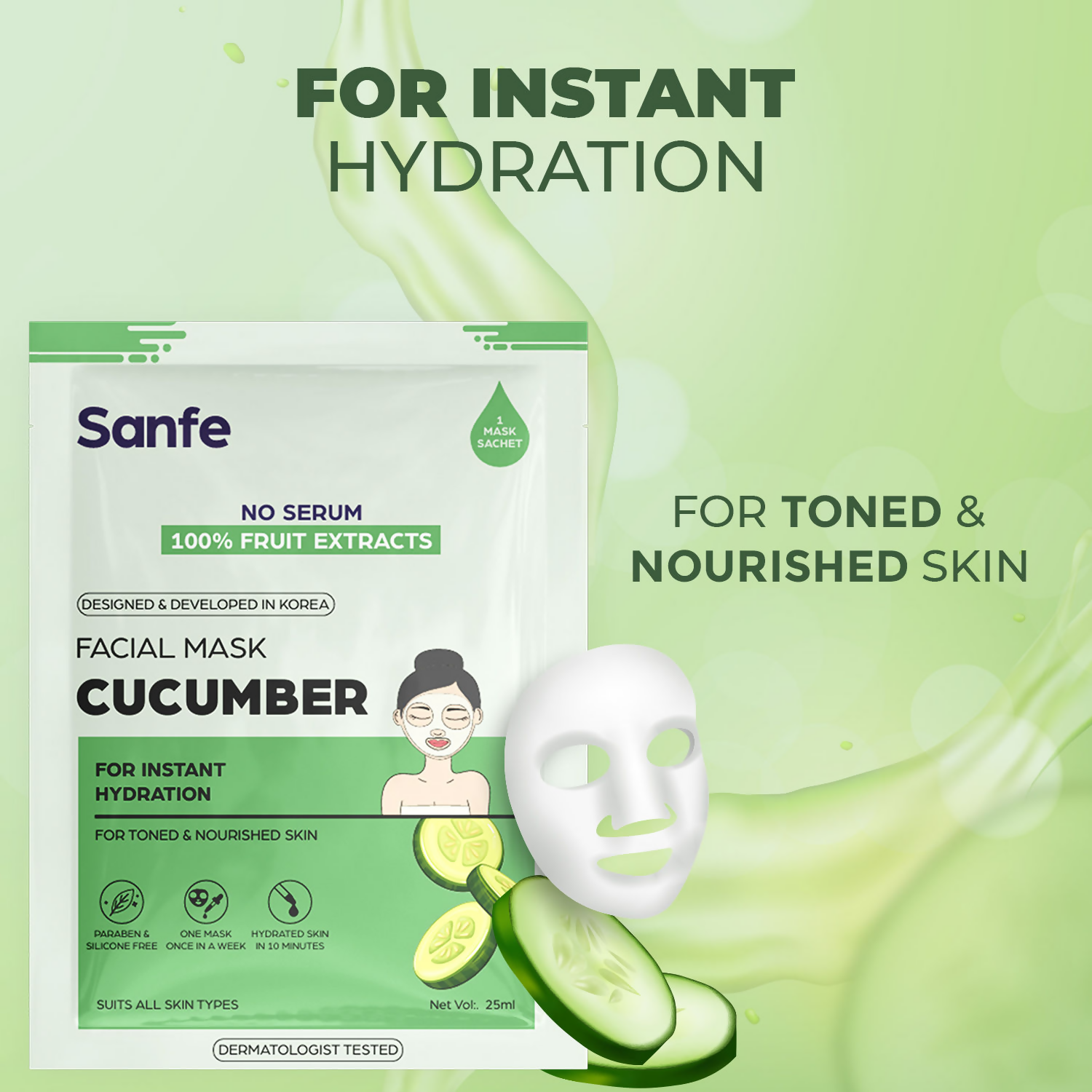 Buy Sanfe Instant Hydration Cucumber Facial Mask Online at Low Price.