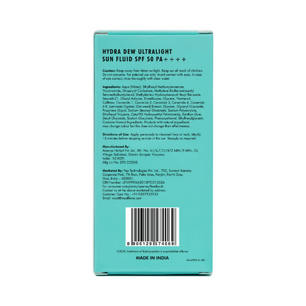 Buy mCaffeine SunFix Hydra Dew Ultralight SunFluid SPF 50 PA ...