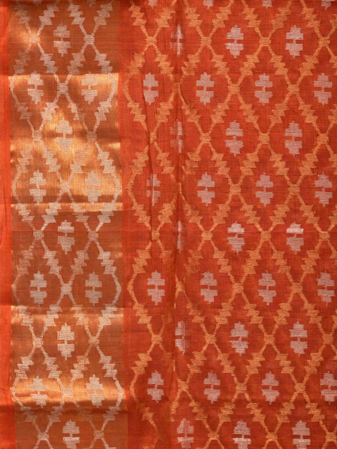 Buy Rust Uppada Cotton Handloom Saree with All Over Jamdani Design ...