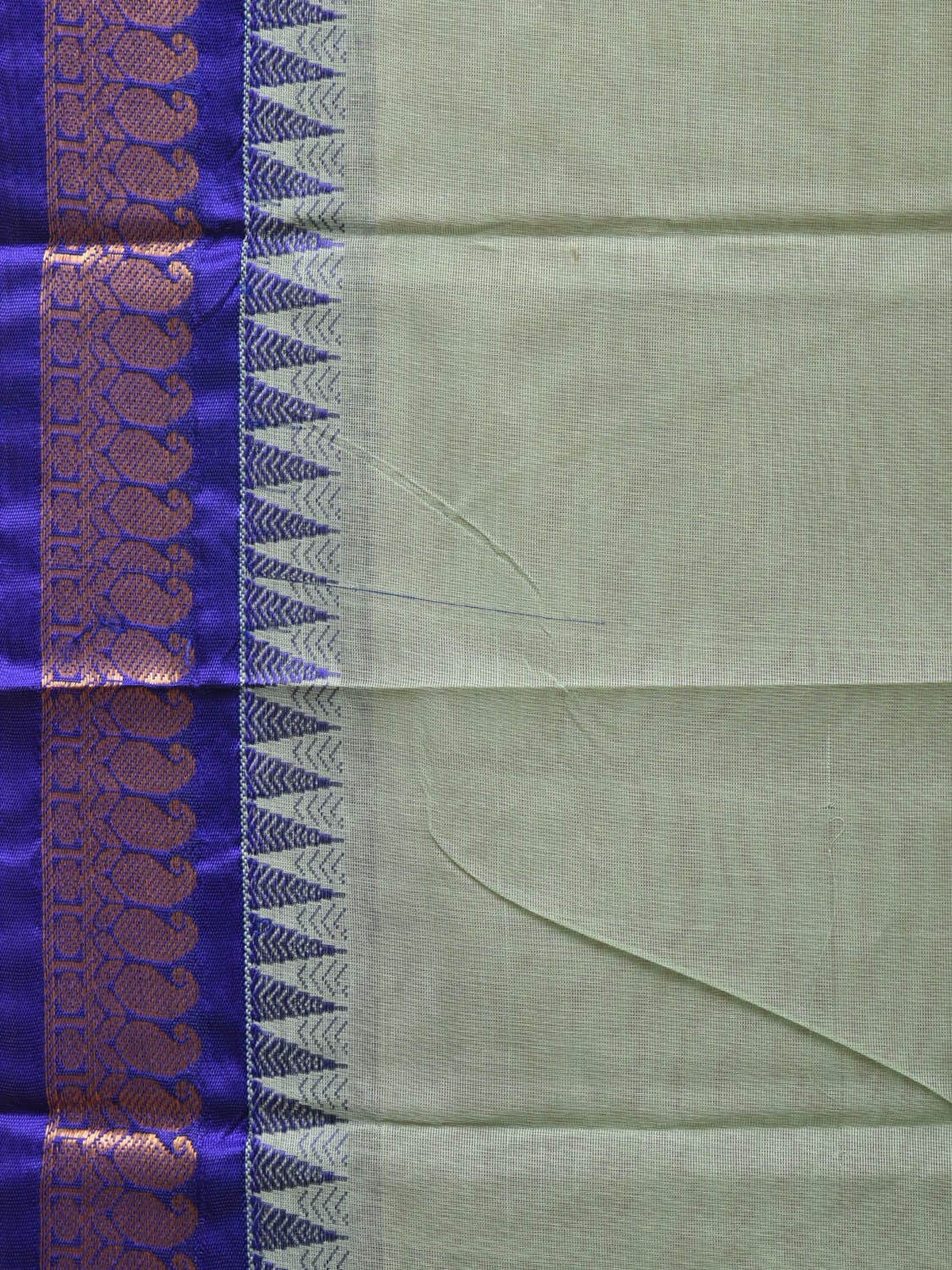 Buy Sea Green and Dark Blue Gadwal Cotton Plain Saree with Small Border ...