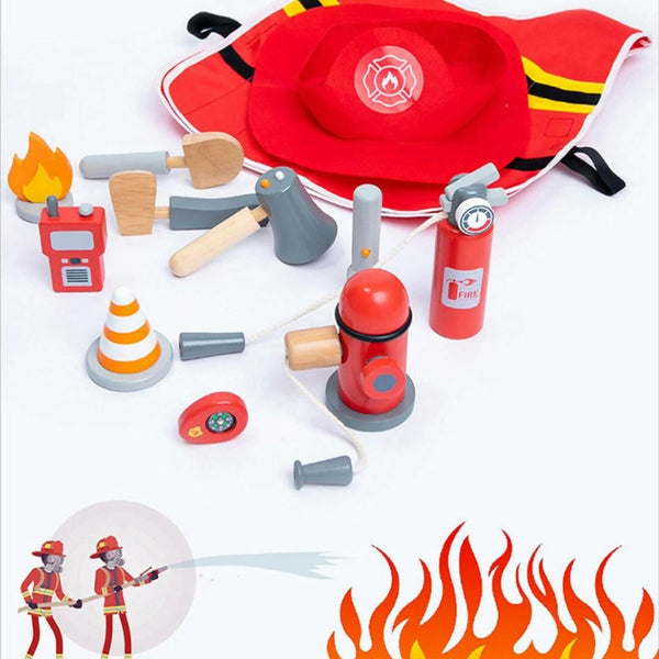 Buy Nesta Toys Wooden Firefighter Pretend Play Toy with Fireman Costume ...