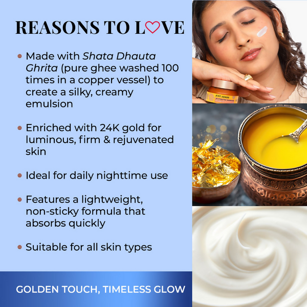 Just Herbs Pure Ghee & 24K Gold Deep Nourishing Night Treatment Cream ...