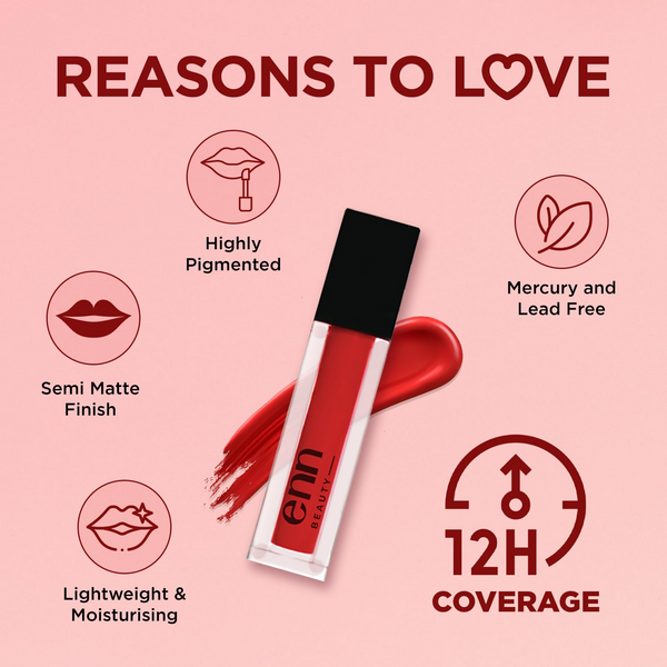 Buy Enn Semi Matte Red Liquid Lipstick - Sangria Red Online at Best ...
