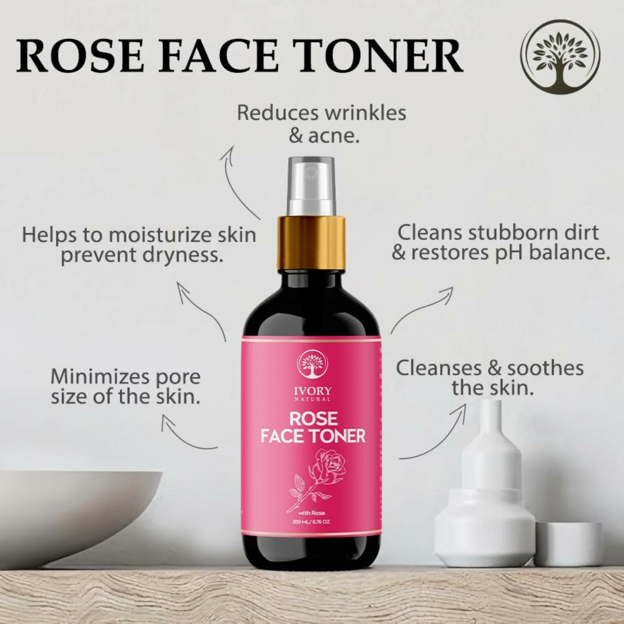 Buy Ivory Natural Rose Facial Toner For Impurities, Soothing Hydration ...