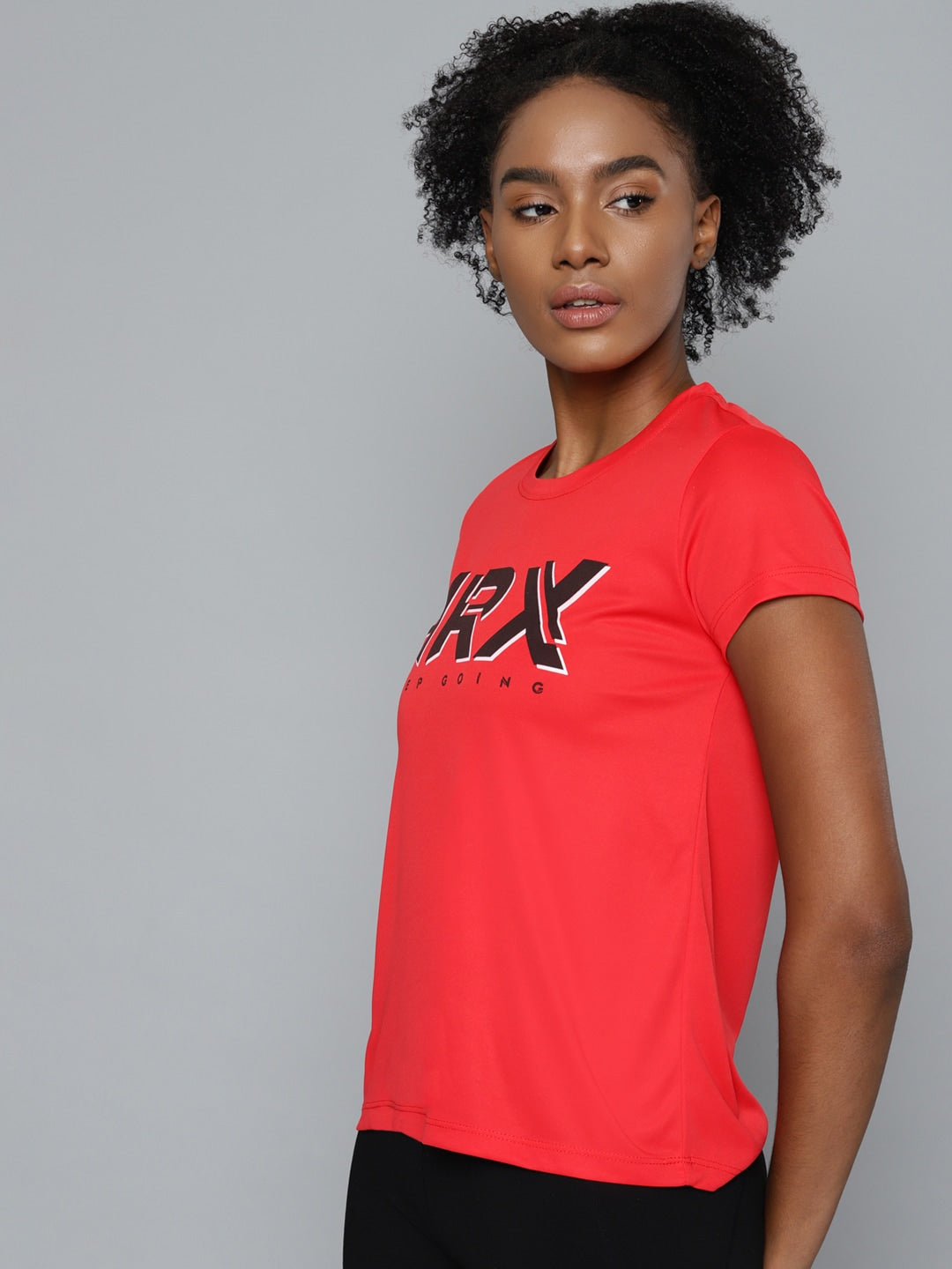 HRX By Hrithik Roshan Training Women Formula Red Rapid-Dry Brand Carrier Tshirt - Distacart