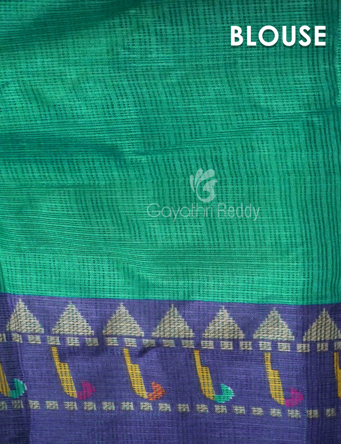 Buy Rama Green With Contrast Navy Blue Printed Semi Soft Silk Saree By ...